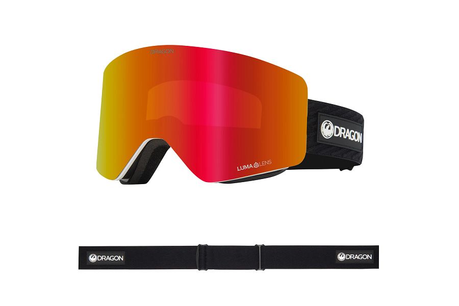 Dragon R1 OTG Snow Goggles Low Bridge Icon Red/ Lumalens Red Ion + Lumalens Light Rose ...